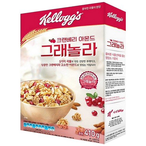 켈로그 크랜베리 아몬드 그래놀라 시리얼, 410g, 1개입 - 가격 변동 추적 그래프 - 역대가