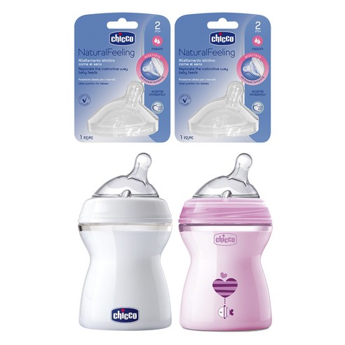 치코 내추럴필링 실리콘젖병 250ml x 2종 + 젖꼭지 2p, 보통(2개월~6개월), 투명, 핑크 - 가격 변동 추적 그래프 - 역대가