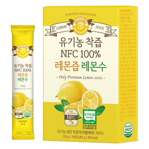 '헬로바이오 유기농 착즙 NFC 100% 레몬즙 레몬수 14p, 280g, 1개' 최저가 검색, 최저가 6,780원 - 할인 알림