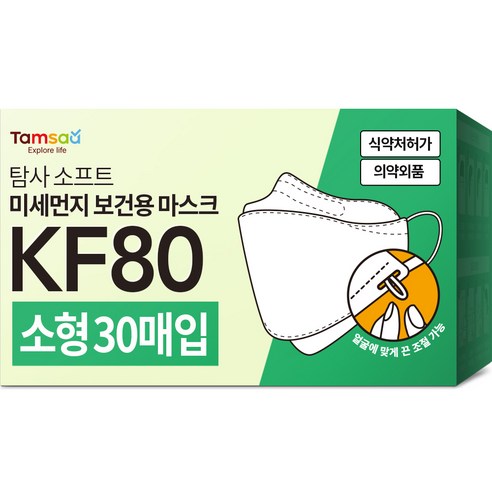 탐사 소프트 보건용 길이조절 마스크 KF80 소형 (묶음포장), 30매, 1개 - 가격 변동 추적 그래프 - 역대가