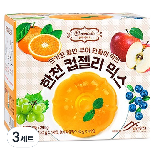밀양한천 컵젤리 믹스, 296g, 3세트 - 츄잉젤리 | 쿠팡