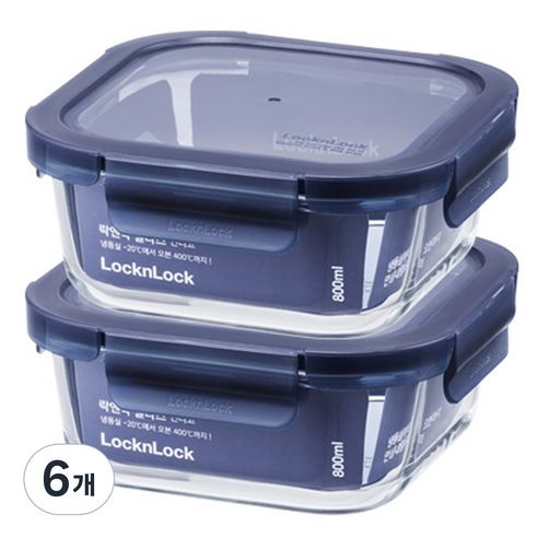'락앤락글라스 인디고 정사각 밀폐용기, 800ml, 6개' 최저가 검색, 최저가 37,380원 - 할인 알림
