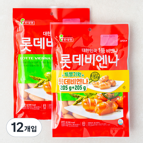 롯데햄 롯데비엔나 (냉장), 205g, 12개입 - 가격 변동 추적 그래프 - 역대가