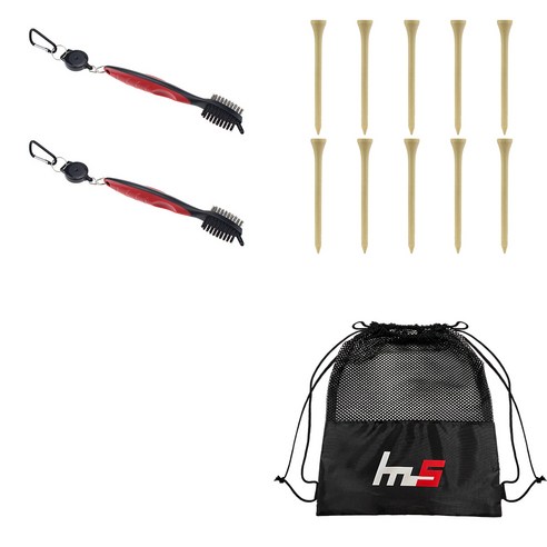 나야스타일 골프채 헤드 클리너 레드 2p + 우드 골프 롱롱 티 10p + 파우치 세트 GFYP-10-2 + 182-4PU ...