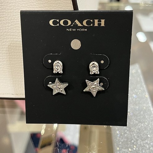 COACH SIGNATURE AND PAVE STAR STUD EARRINGS SET C7778 SLV