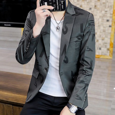 caoying 남자의 새로운 한국어 스타일 봄과 가을 캐주얼 잘 생긴 싱글 웨스턴 코트 유행 남성 인쇄 작은 정장 - 가격 변동 ...