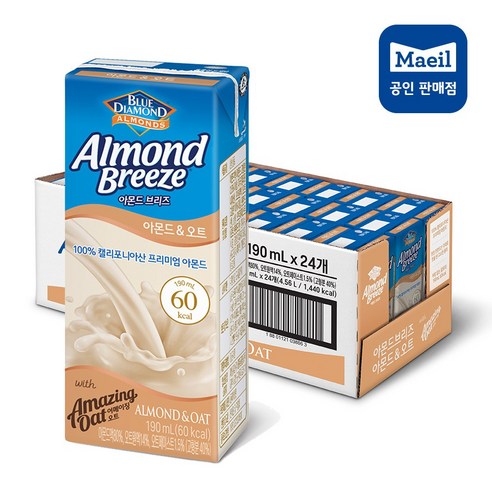 '[매일유업] 아몬드브리즈 아몬드앤오트 190ml 24팩 24개' 최저가 검색, 최저가 20,270원 - 할인 알림