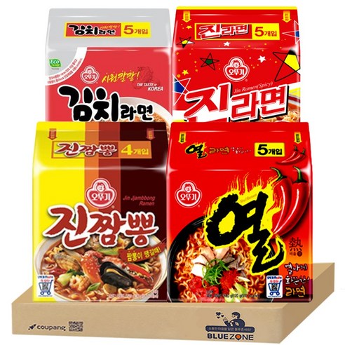 '블루존 멀티라면 4종 세트 (진짬뽕+열라면+진라면+김치라면)' 최저가 검색, 최저가 21,800원 - 할인 알림