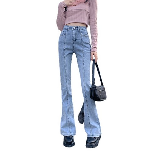 ANKRIC 하이웨스트청바지 하이 웨이스트 탄성 스티칭 디자인 청바지 여성용 봄 2022 슬림 핏 슬림 및 하이 마이크로 블레이드 청바지 여성