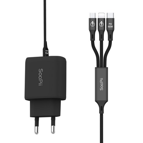 'Soopii PD 3in1 25W 동시 고속 멀티충전기 블랙 ZX-1U47T07PD' 최저가 검색, 최저가 17,510원 ...