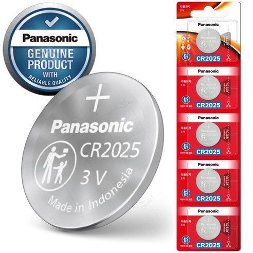 파나소닉 3.0V 리튬 코인 건전지 CR2025, 5개입, 1세트 - 코인건전지 | 쿠팡