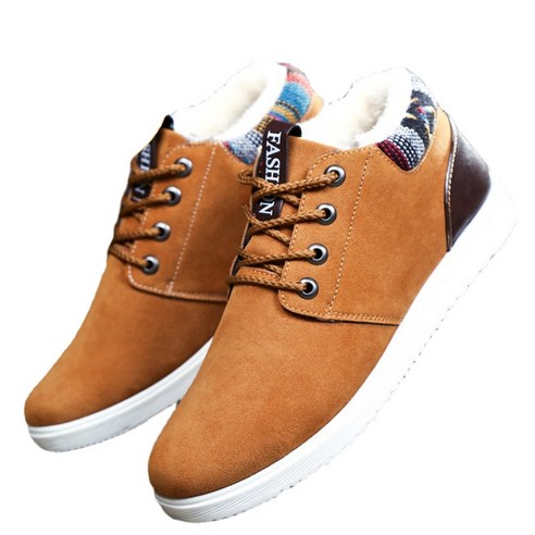 ANKRIC 가죽 장화 스노우 부츠 남성용 겨울 양털 따뜻한 면화 하이탑 고무 밑창 편상화 캐주얼 운동화 따뜻한 운동화 - 가격 변동 추적 그