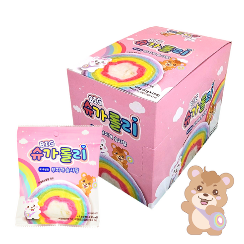 무지개 비타민 롤 솜사탕 빅 슈가롤리 톡톡 간식 레인보우, 120g, 1개 - 솜사탕 | 쿠팡