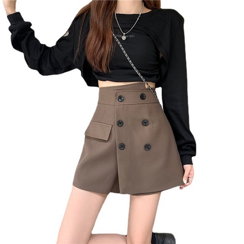 ANKRIC 클럽 짧은치마 불규칙한 치마 바지 여성 가을 드레스 한국 허리 A 자형 슬림 조커 수트 짧은 바지 스커트 - 가격 변동 추적 그래