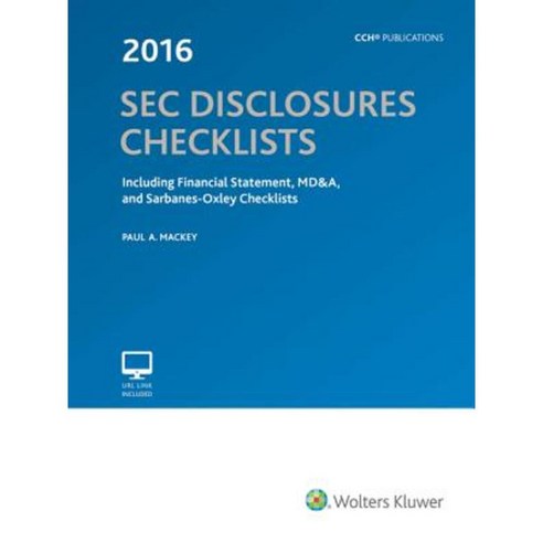 SEC Disclosures Checklists (2016 Edition) Paperback, Cch - 가격 변동 추적 그래프 ...